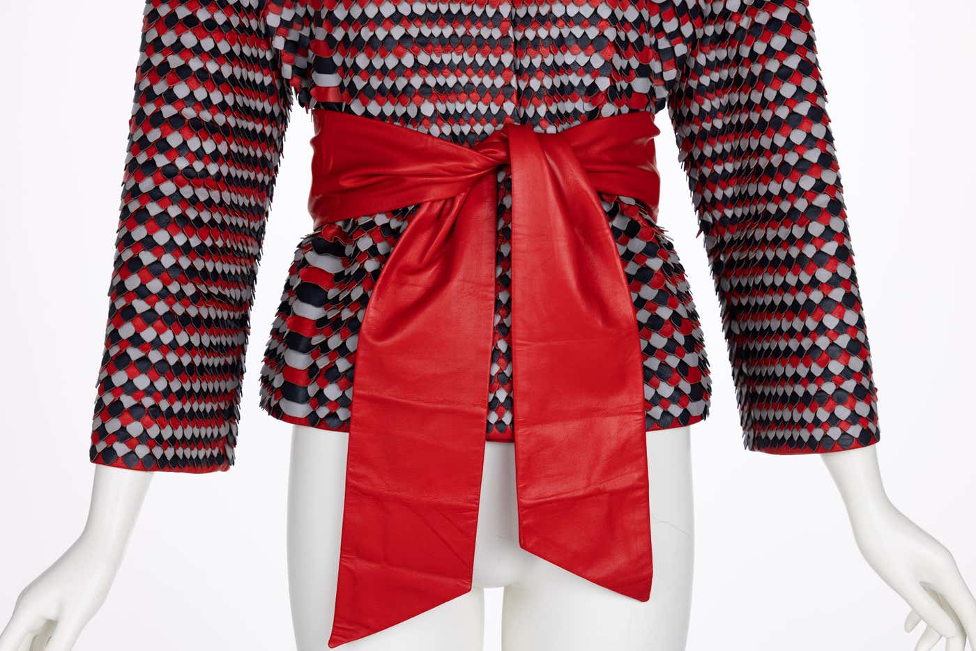 Giorgio Armani Red Leather Jacket Belt Basha Gold
